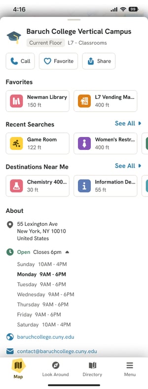Building & Destination Information Cards